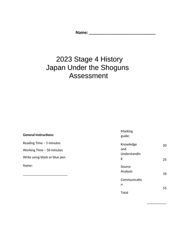 Source Assessment Japan under the Shoguns | Teaching Resources