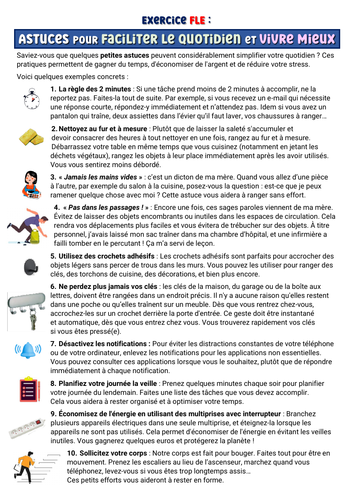 [French A2 B1] Astuces pour faciliter le quotidien et vivre mieux ...