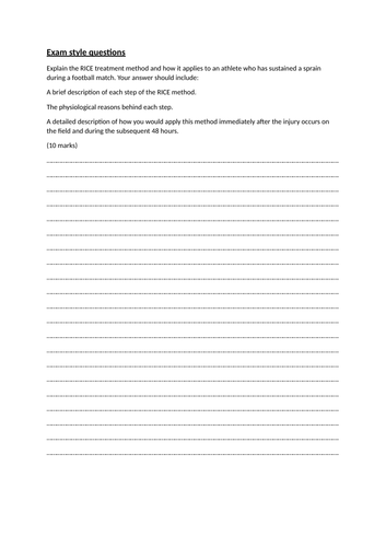 Injuries, soft tissue and minor IGCSE PE Physical Education | Teaching ...