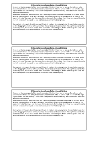 Holes - Camp Green Lake Shared Writing | Teaching Resources