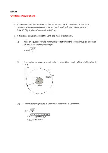 Space Physics : Gravitation Worksheet Bundle (Over 100 Questions with ...
