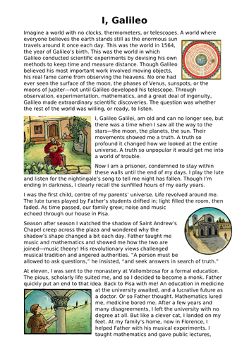 Galileo Galilei - Science, Art, English | Teaching Resources