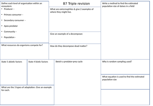 AQA Triple Biology: B7 Ecology revision mat | Teaching Resources