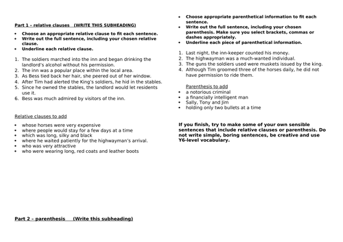 Y5/6 full diary writing unit using The Highwayman poem | Teaching Resources