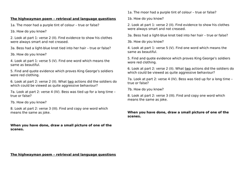 Y5/6 full diary writing unit using The Highwayman poem | Teaching Resources