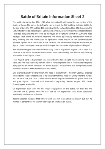 Battle of Britain - Full Lesson | Teaching Resources