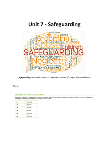 CTEC Unit 7 Safeguarding Revision Guide | Teaching Resources