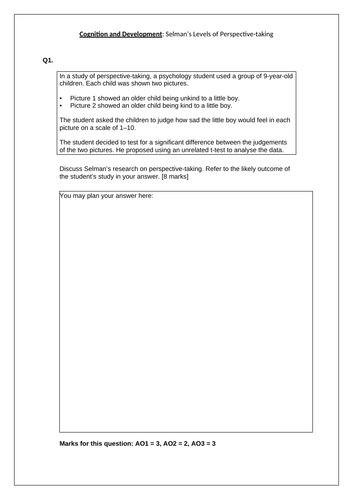 A-Level Psychology - SELMAN'S LEVELS OF PERSPECTIVE-TAKING [Cognition ...