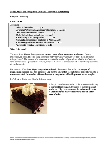Moles, Mass and Avogadro’s Constant | Teaching Resources