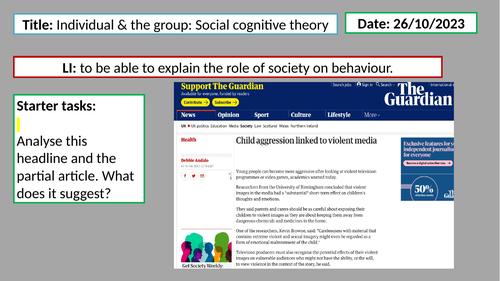 IB Psychology: Social Cognitive theory | Teaching Resources