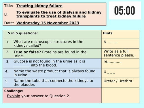 AQA GCSE - Dialysis and Kidney Transplants | Teaching Resources