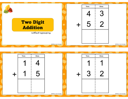 Two digit addition without regrouping | Adaptive Taskcards | Teaching Resources