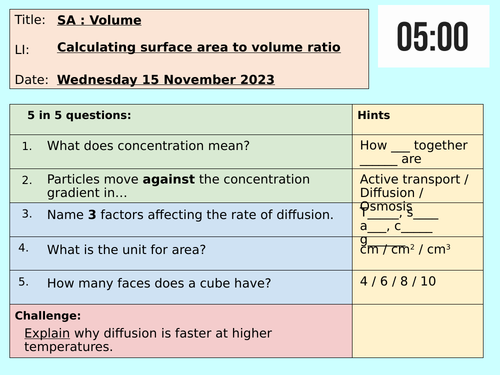 AQA GCSE - Surface area to volume ratio | Teaching Resources AQA GCSE - Surface area to volume ratio | Teaching Resources