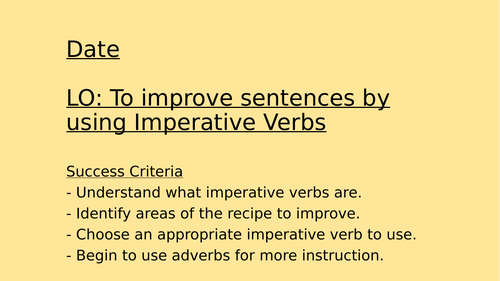Imperative Verbs Lesson KS2 | Teaching Resources