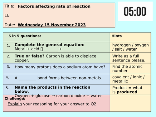 AQA GCSE Factors affecting rate of reaction (Chemistry / Combined ... AQA GCSE Factors affecting rate of reaction (Chemistry / Combined ...