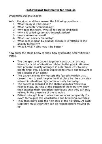6. Behavioural Treatments for Phobias | Teaching Resources