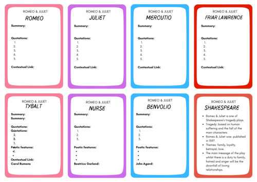 Romeo & Juliet Flashcards (Simple) | Teaching Resources