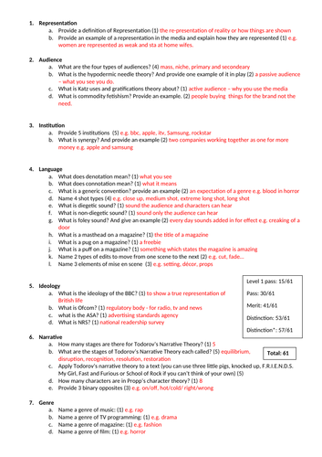 Media Assessment (start and end of unit) | Teaching Resources