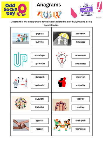 Anti-bullying week 2023 Verbal Reasoning Anagrams | Teaching Resources