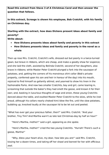 AQA GCSE Literature A Christmas Carol Example Reponses | Teaching Resources