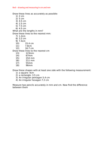 Measuring and drawing in cm and mm | Teaching Resources