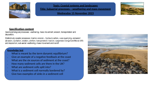 AQA A LEVEL coasts fully resourced lessons - 15 lessons | Teaching ...