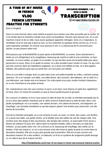 My House Ma Maison GCSE French Listening Practice | Teaching Resources