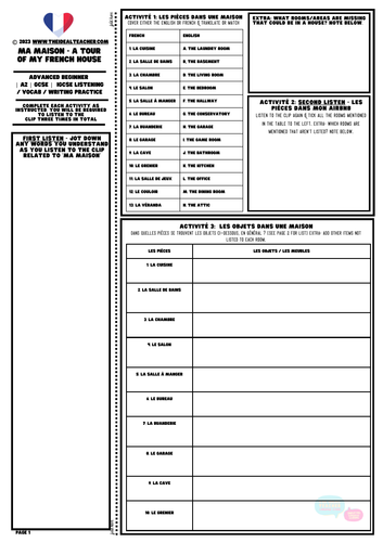 My House Ma Maison GCSE French Listening Practice | Teaching Resources
