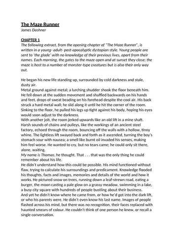 Dystopia: The Maze Runner | Teaching Resources