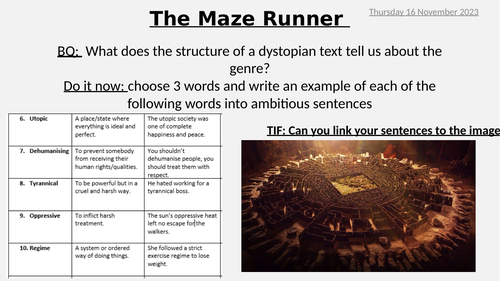 Dystopia: The Maze Runner | Teaching Resources