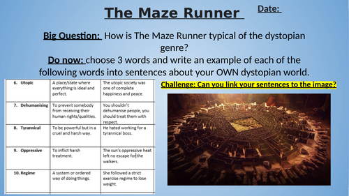 Dystopia: The Maze Runner | Teaching Resources