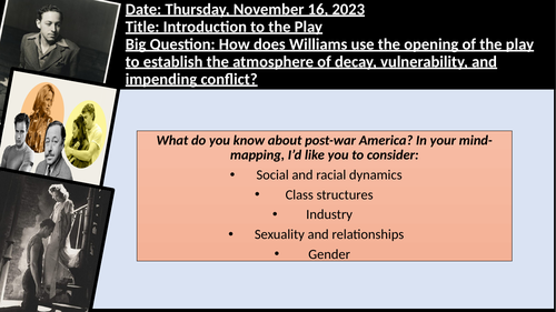 A Streetcar Named Desire: Introduction Lesson | Teaching Resources
