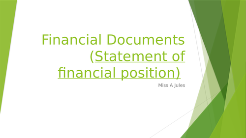 IGCSE Business Edexcel Theme 3 – 3.4 Financial documents (Lesson 2 ...