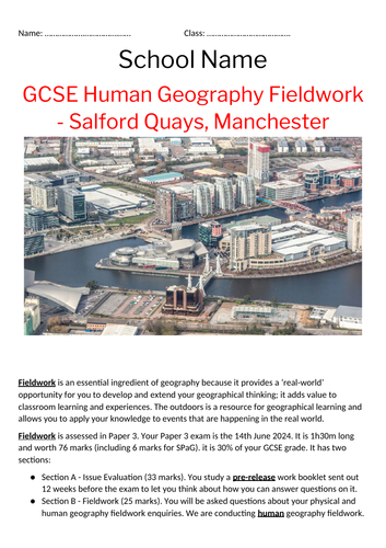 GCSE Geography Fieldwork - Salford Quays | Teaching Resources