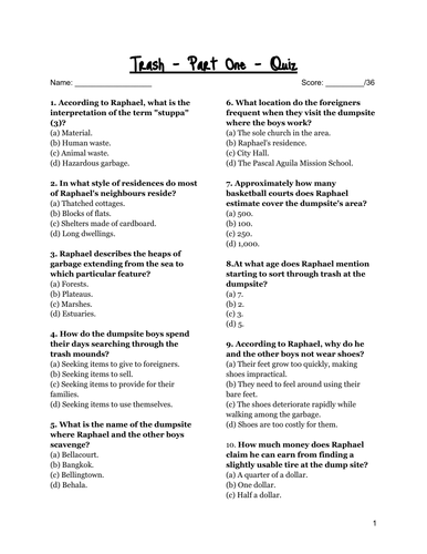 Trash by Andy Mulligan - Resource Bundle | Teaching Resources