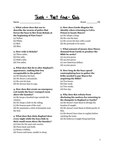 Trash by Andy Mulligan - Resource Bundle | Teaching Resources