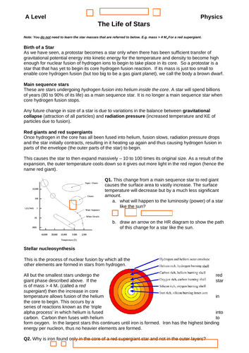 Star life cycles - Astrophysics | Teaching Resources