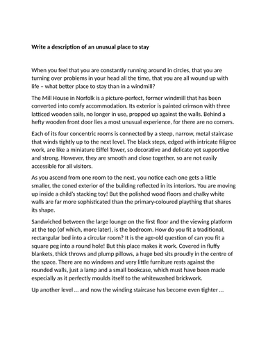 Aqa Language Paper 1 Question 5 Model Answers Teaching Resources