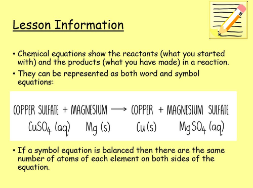 AQA GCSE Chemistry 1.2 Chemical Equations Full Lesson Presentation with ...