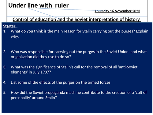 iGCSE Edexcel USSR, 1924-53 History (paper 1, option 5) | Teaching ...