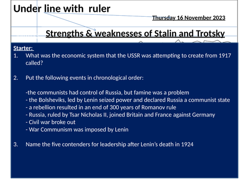 iGCSE Edexcel USSR, 1924-53 History (paper 1, option 5) | Teaching ...