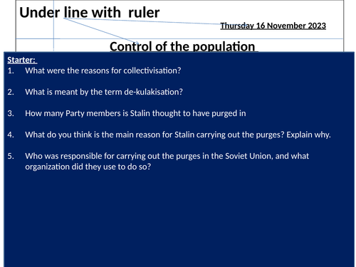 iGCSE Edexcel USSR, 1924-53 History (paper 1, option 5) | Teaching ...