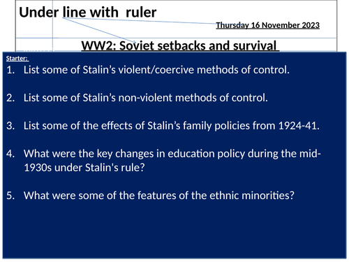 iGCSE Edexcel USSR, 1924-53 History (paper 1, option 5) | Teaching ...