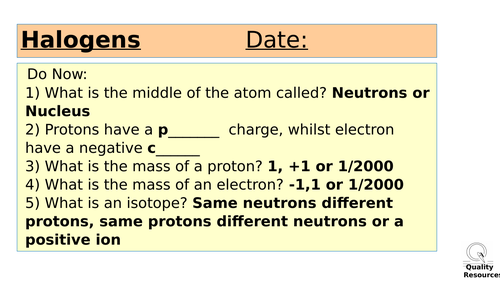 SEN/Low Ability GCSE Halogens Group 7 Complete Lesson | Teaching Resources