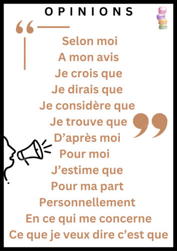 French opinion phrases - Display | Teaching Resources