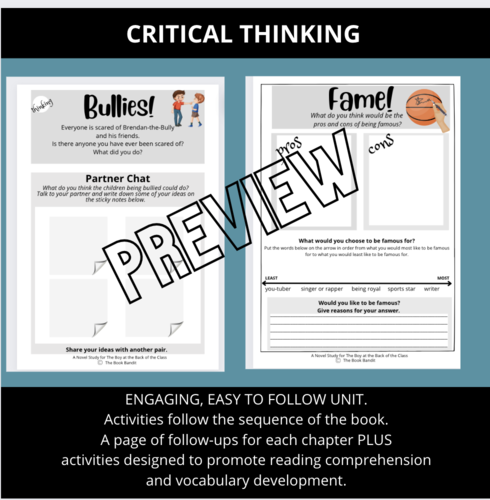 THE BOY AT THE BACK OF THE CLASS Novel Study and Reading Comprehension ...