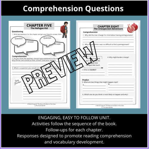 THE BOY AT THE BACK OF THE CLASS Novel Study and Reading Comprehension ...