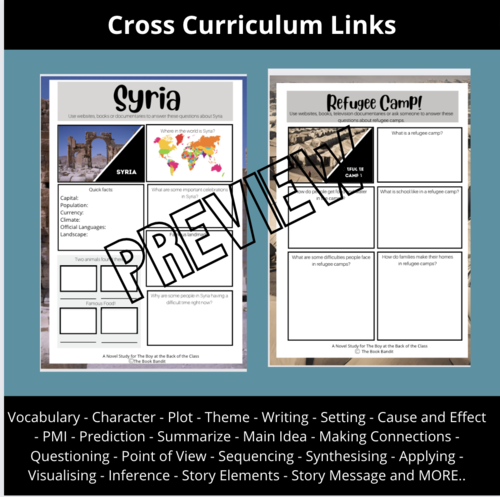 THE BOY AT THE BACK OF THE CLASS Novel Study and Reading Comprehension ...