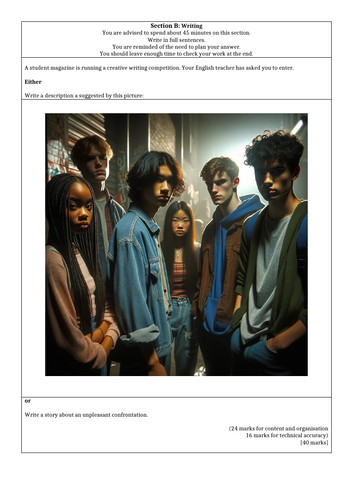 AQA Paper 1 Section B Writing prompts | Teaching Resources