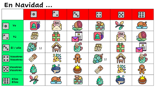 Juego de verbos Navidad - Christmas verbs game (Present) | Teaching ...